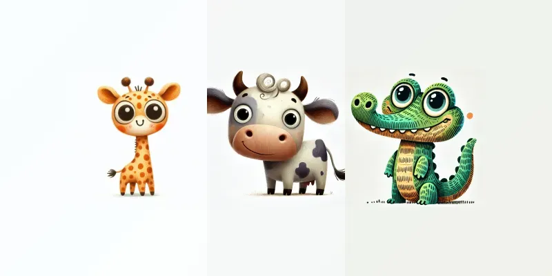 Whimsical Clipart Animals For Children Generator App | PromptBase