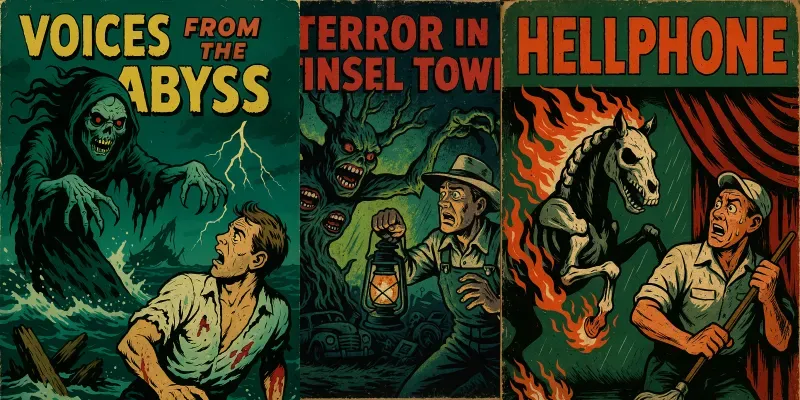 Retro Pulp Horror Comic Book Covers Generator App | PromptBase