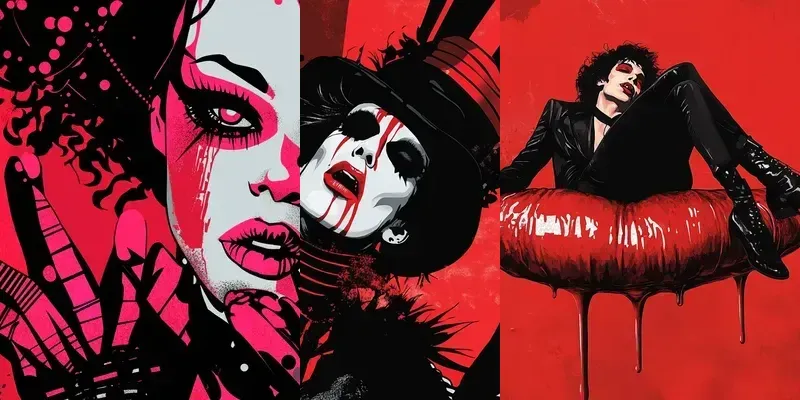 Rocky Horror Bold Graphic Scenes Midjourney Prompt | PromptBase
