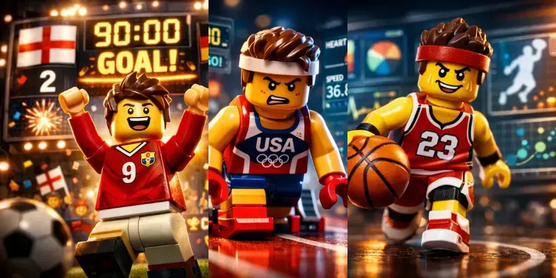Cinematic Lego Sports Hero Portrait Generator App | PromptBase