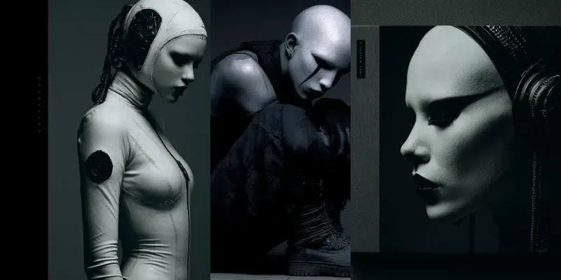 Androgynous Alien Glam Album Covers Generator App | PromptBase