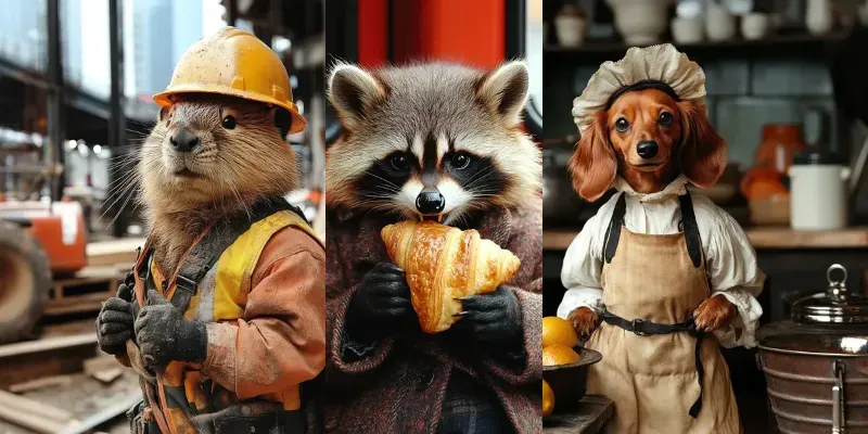 Daily Life Of Anthropomorphic Animals Generator App | PromptBase