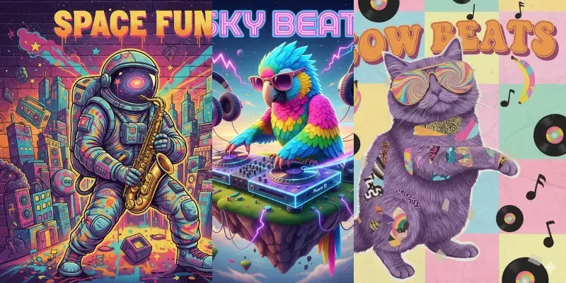 Funky Album Cover Art Generator App | PromptBase