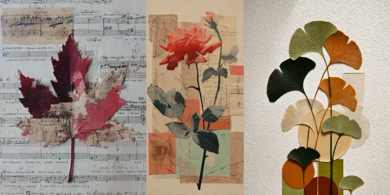 Papercut Botanical Collage Kit Generator App | PromptBase