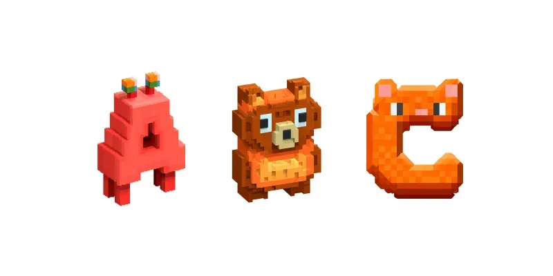 Cute Letter Font Voxel Emoji Generator App | PromptBase
