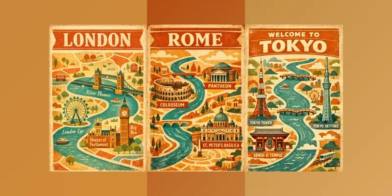 Vintage Flat Design City Maps Generator App | PromptBase
