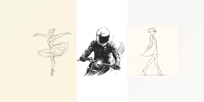 Elegant Line Art Characters Unfolded Generator App | PromptBase