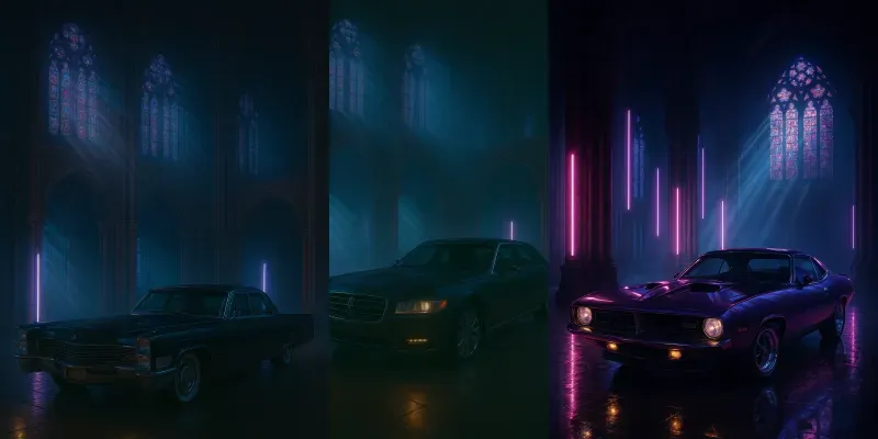 Gothic Cathedral Car Showcase Generator App | PromptBase