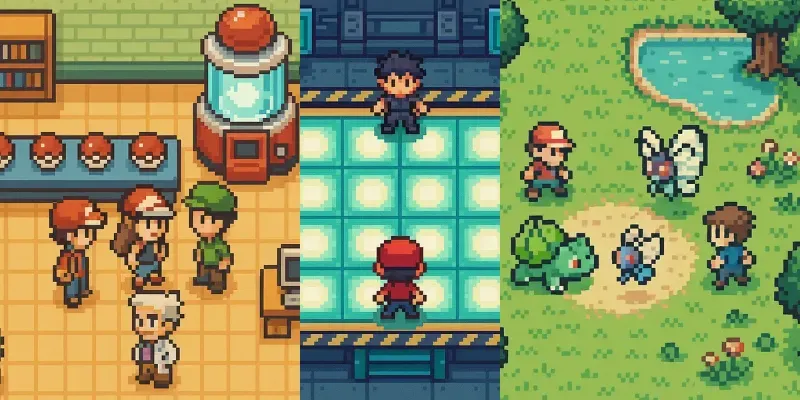 Isometric Pokemon Pixel Art Scene Generator App | PromptBase