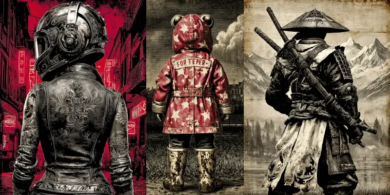 Cinematic Back View Character Portraits Midjourney Prompt | PromptBase