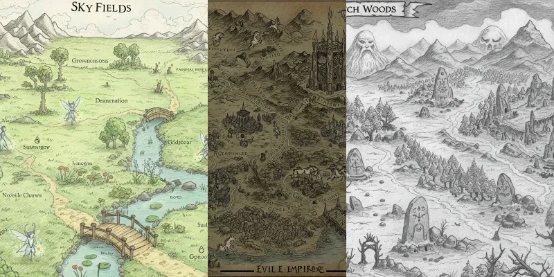 Hand Drawn Fantasy Map Sketch Generator App | PromptBase