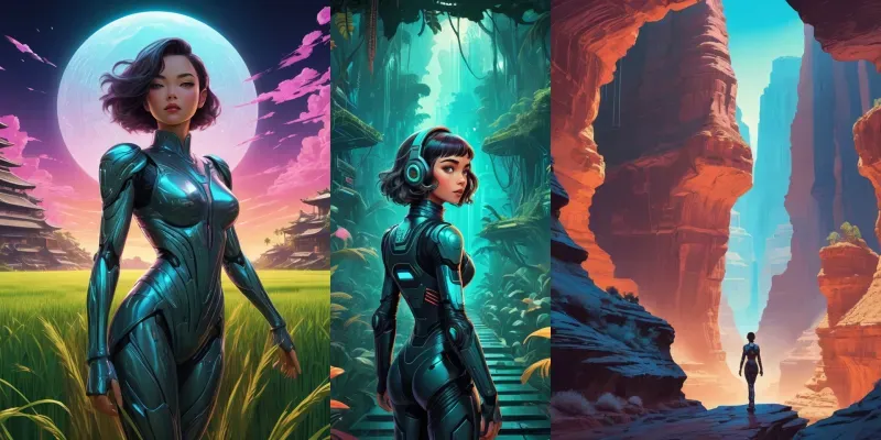 Futuristic Scene Poses Concept Generator App | PromptBase
