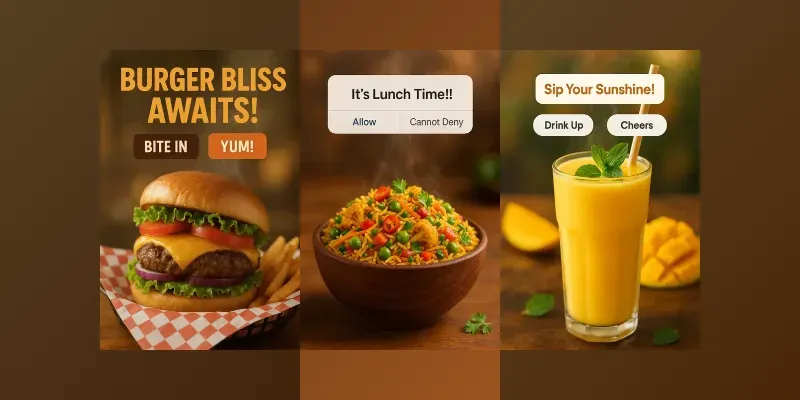 Interactive Food Ad Notification Generator App | PromptBase