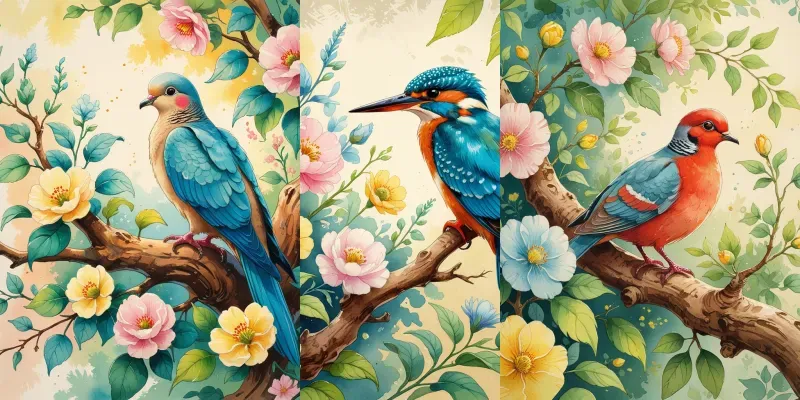 Charming Watercolor Birds Generator App | PromptBase