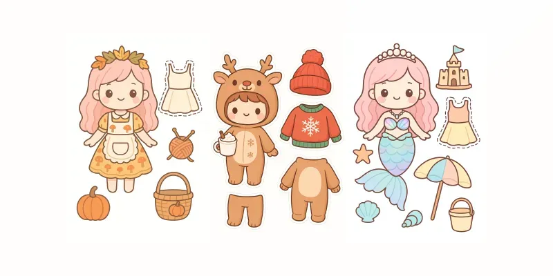 Custom Kawaii Paper Doll Creator App | PromptBase