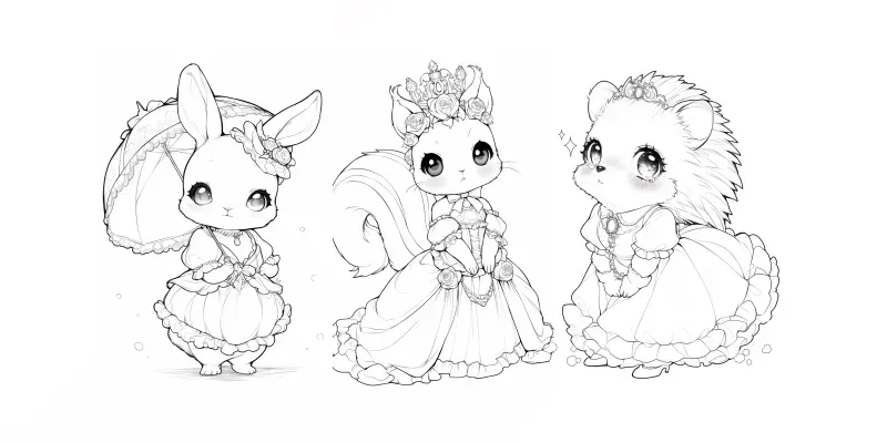 Victorian Whimsy Animal Coloring Book Generator App | PromptBase