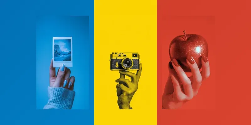 Cheerful Monotone Editorial Photo Generator App | PromptBase