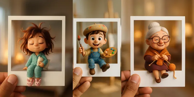 3d Mini Characters In Polaroid Frames Generator App | PromptBase
