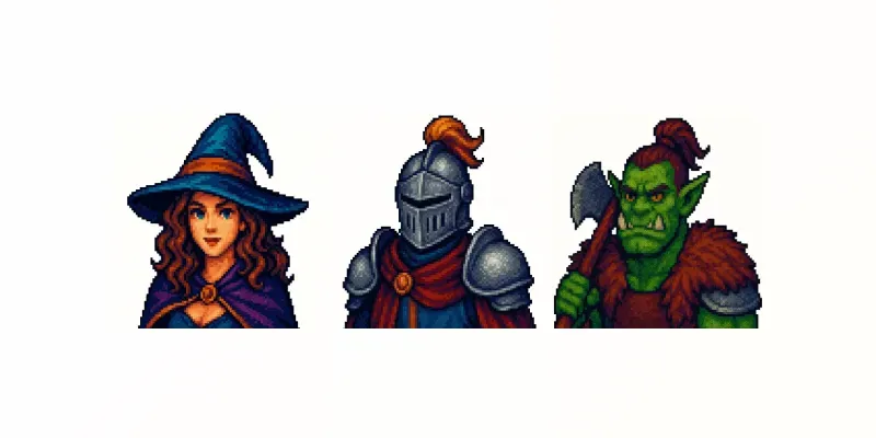 Pixel Art Fantasy Character Rpg Style Generator App | PromptBase