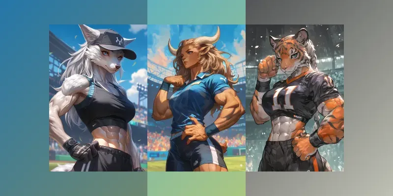 Muscular Female Furry Athlete Collection Generator App | PromptBase