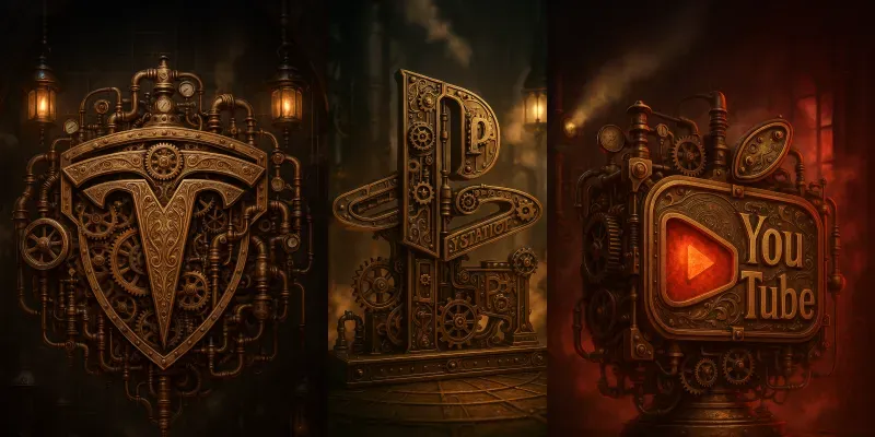 Famous Logos In Steampunk Style Generator App | PromptBase
