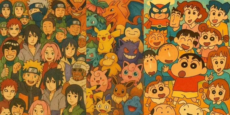 Nostalgic Cartoon Character Collage Generator App | PromptBase