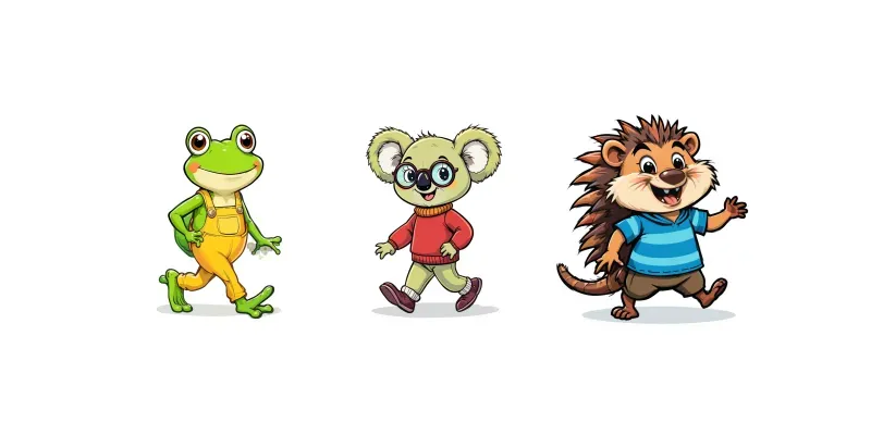 Whimsical Cartoon Walk Cycle Characters Generator App | PromptBase