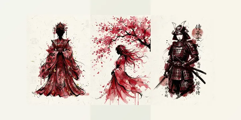 Crimson Calligraphy Ink Art Style Generator App | PromptBase