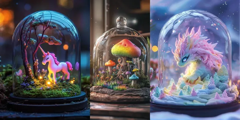 Chibi Mythical Domes Clay Ecosystems Generator App | PromptBase