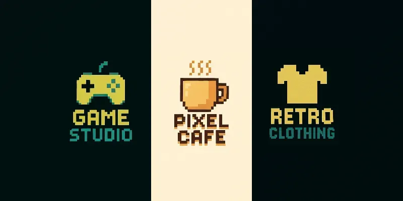 Pixel Art Logo Retro Minimalist Branding Generator App | PromptBase