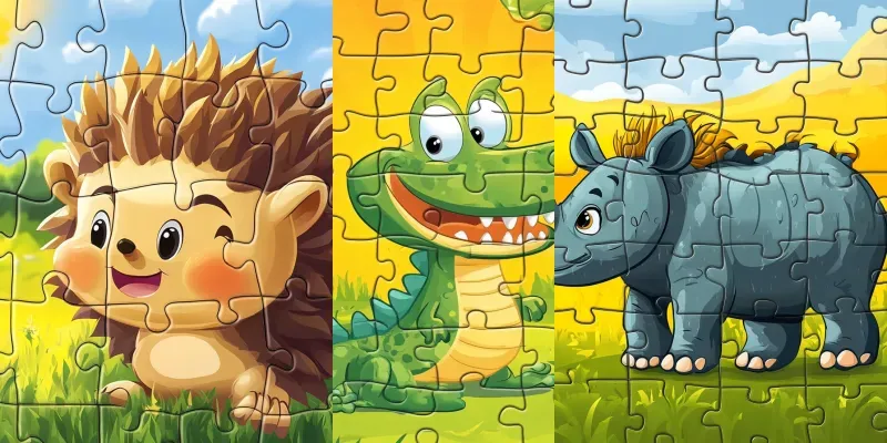 Cute Cartoon Puzzle Collection For Kids Generator App | PromptBase