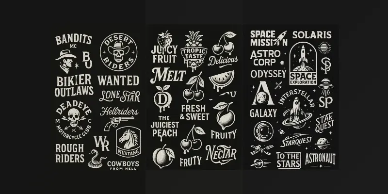 Retro Logos Bundle Graphics Pack Generator App | PromptBase