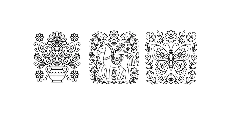 Polish Folk Art Coloring Pages Generator App | PromptBase