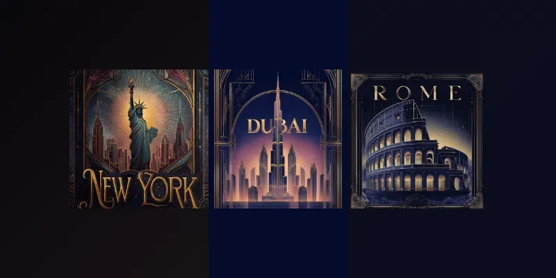 Luxury Art Deco Travel Poster Generator App | PromptBase