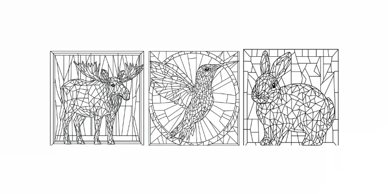 Wild Animal Mosaic Coloring Pages Generator App | PromptBase