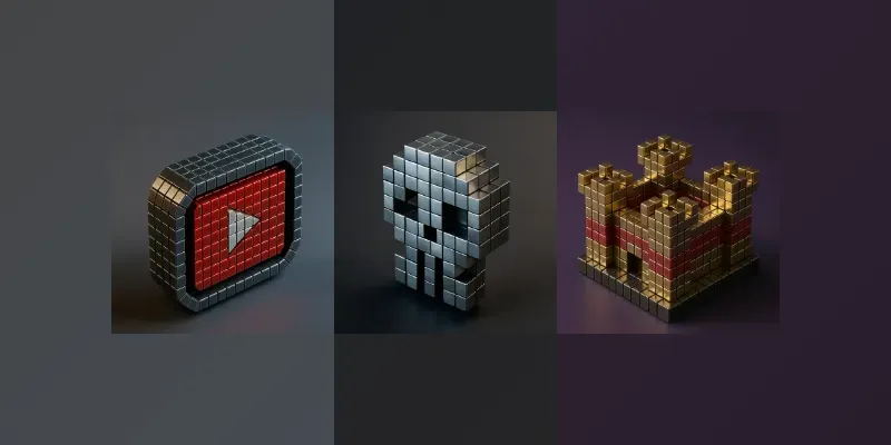 Metallic Voxel 3d Icons And Logos Generator App | PromptBase