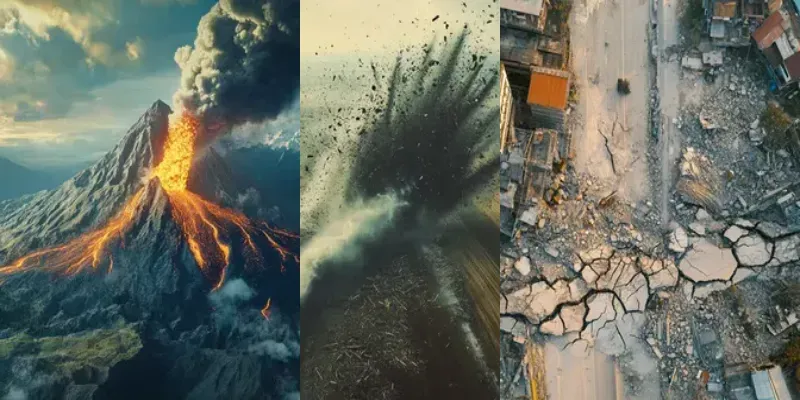 Aerial Natural Disaster Scenes Generator App | PromptBase