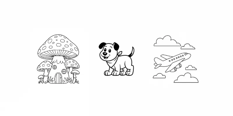 Minimalist Cartoon Coloring Pages Generator App | PromptBase