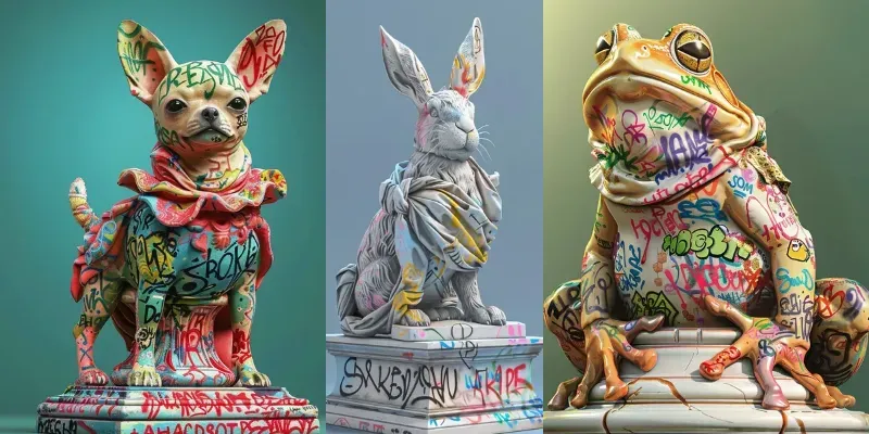 Realistic Graffiti Animal Statues Generator App | PromptBase