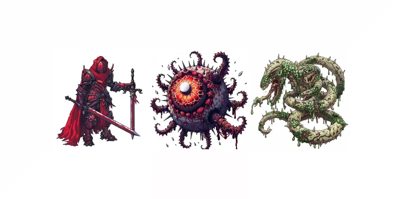 2d Isometric Pixel Art Boss Sprites Generator App | PromptBase