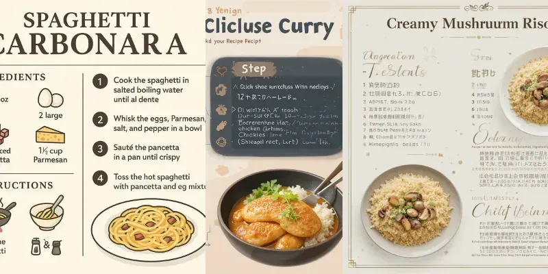 Elegant Recipe Infographic Designs Generator App | PromptBase