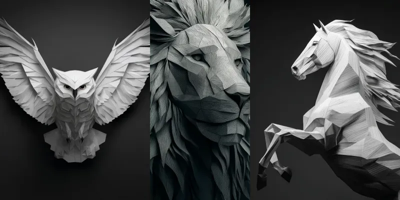 Geometric Papercraft Sculptures Generator App | PromptBase