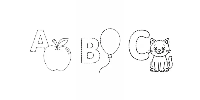 Kids Abc Simple Tracing Coloring Pages ChatGPT Image Prompt | PromptBase