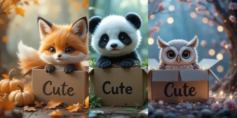 Kawaii Animals In Cute Boxes Generator App | PromptBase