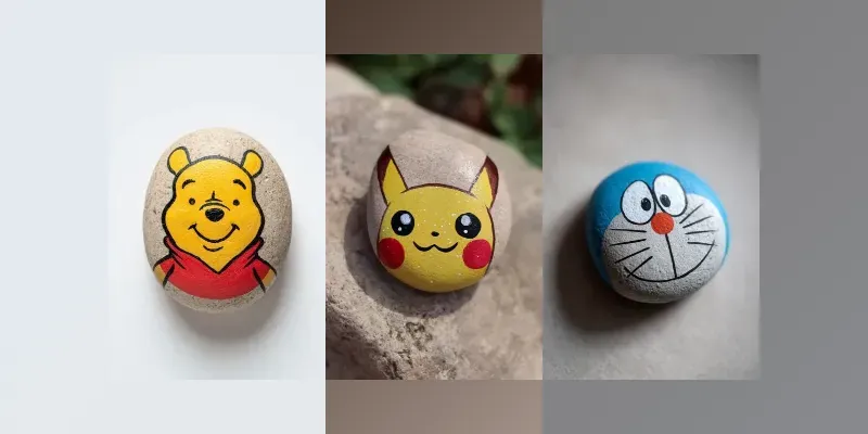 Cute Cartoon Faces Painted Stones Generator App | PromptBase