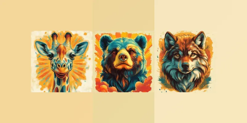 Stylized Animal Face Logo For Tshirts Generator App | PromptBase