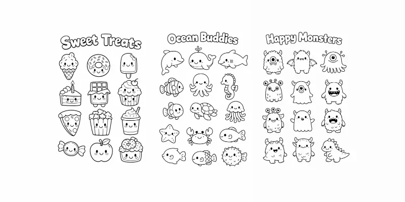 Sticker Sheet Coloring Page Generator App | PromptBase