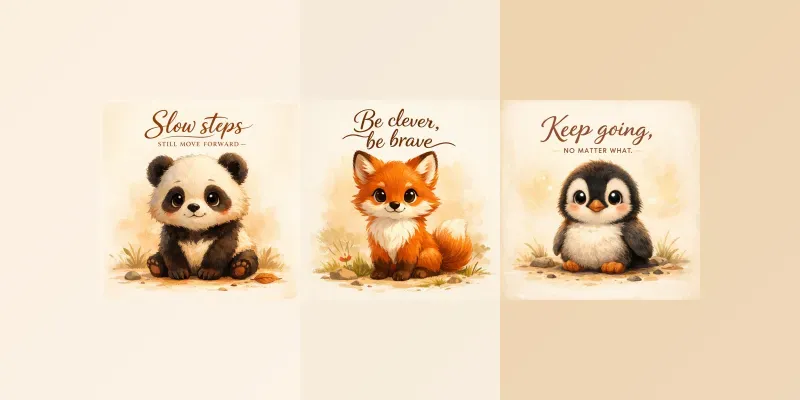 Cute Animal Motivation Poster Design Generator App | PromptBase