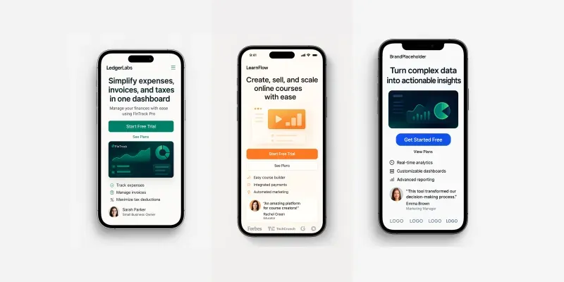 Saas Productivity Landing Page Mockup Generator App | PromptBase
