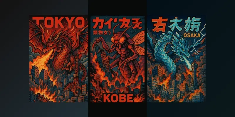 Japanese Kaiju Anime Scene Generator App | PromptBase